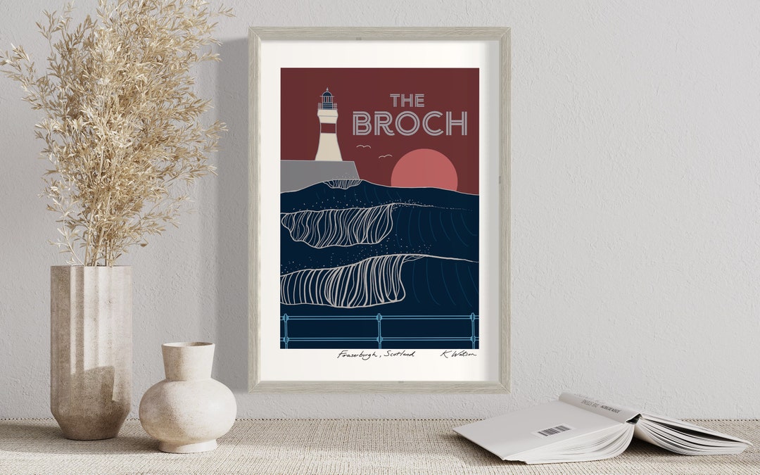 The Broch Print - Maroon Block | Fine Art Giclee Paper | Fraserburgh ...