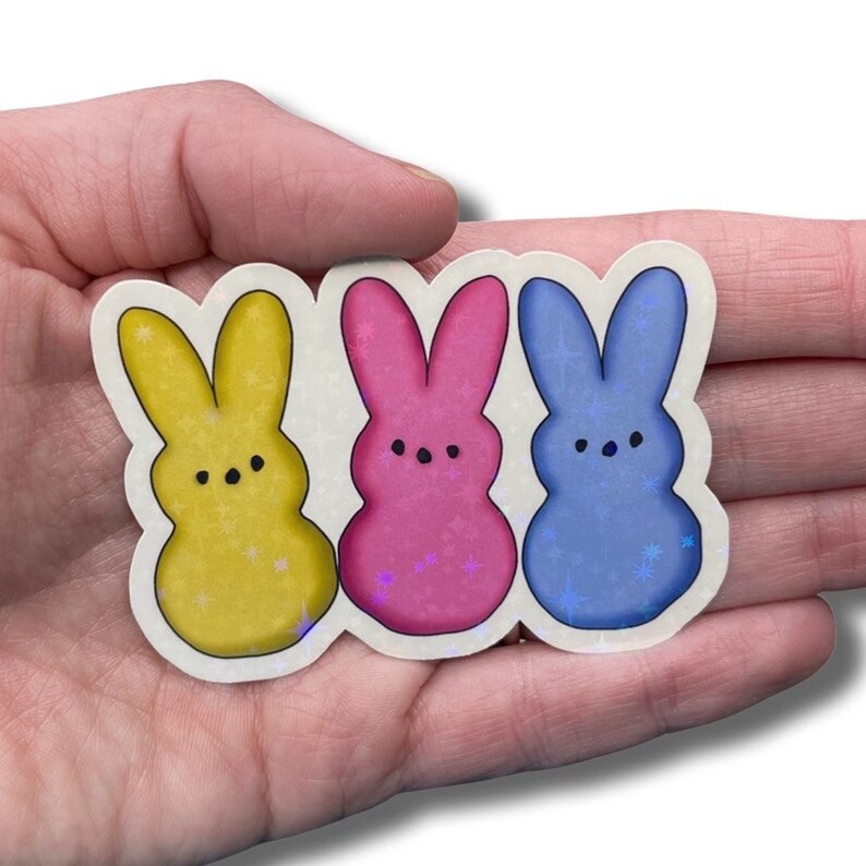 Holographic Marshmallow Peep Bunnies Easter Candy Stickers - Etsy