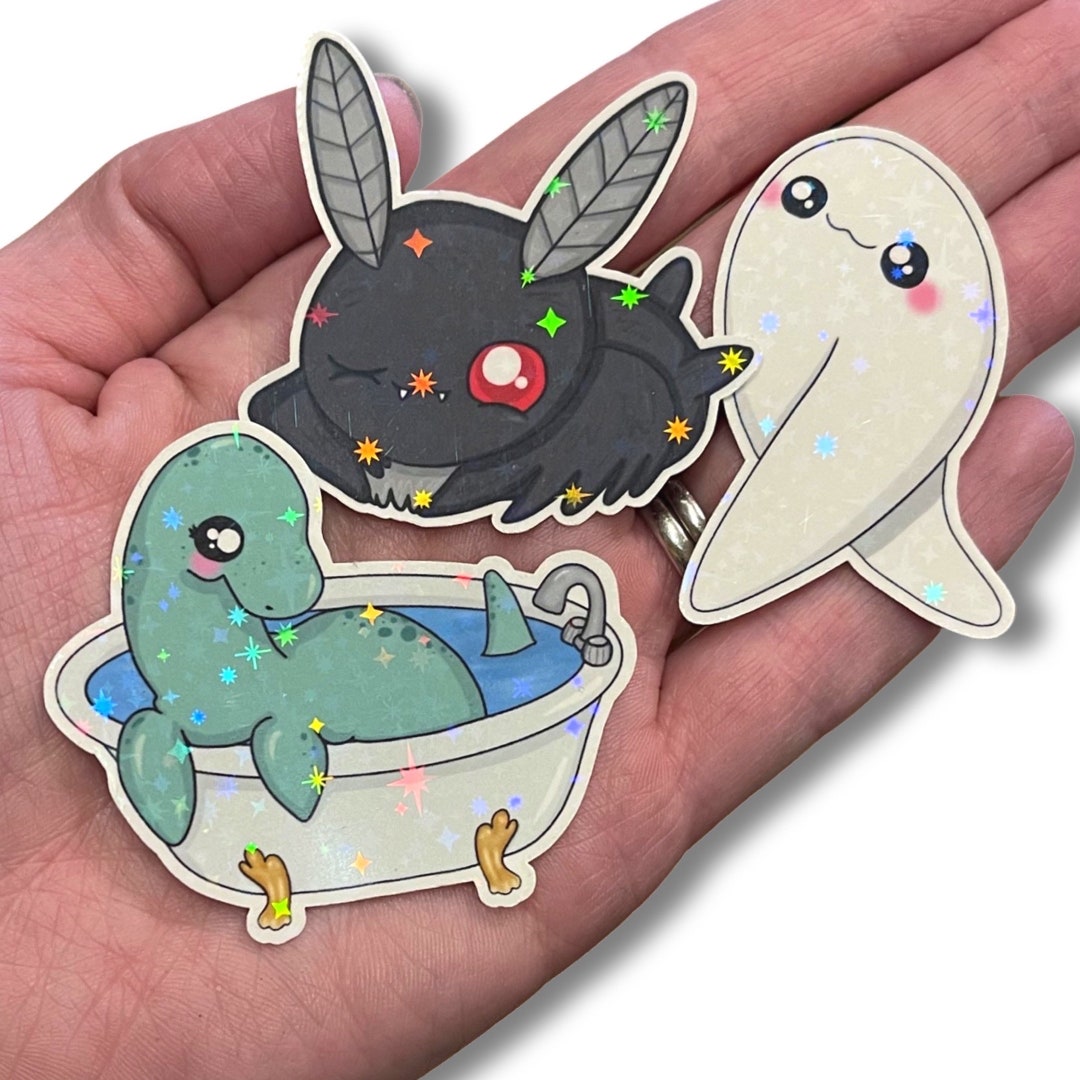 Cute Cryptid Set of 3 Holographic Stickers Nessie, Mothman and Fresno ...