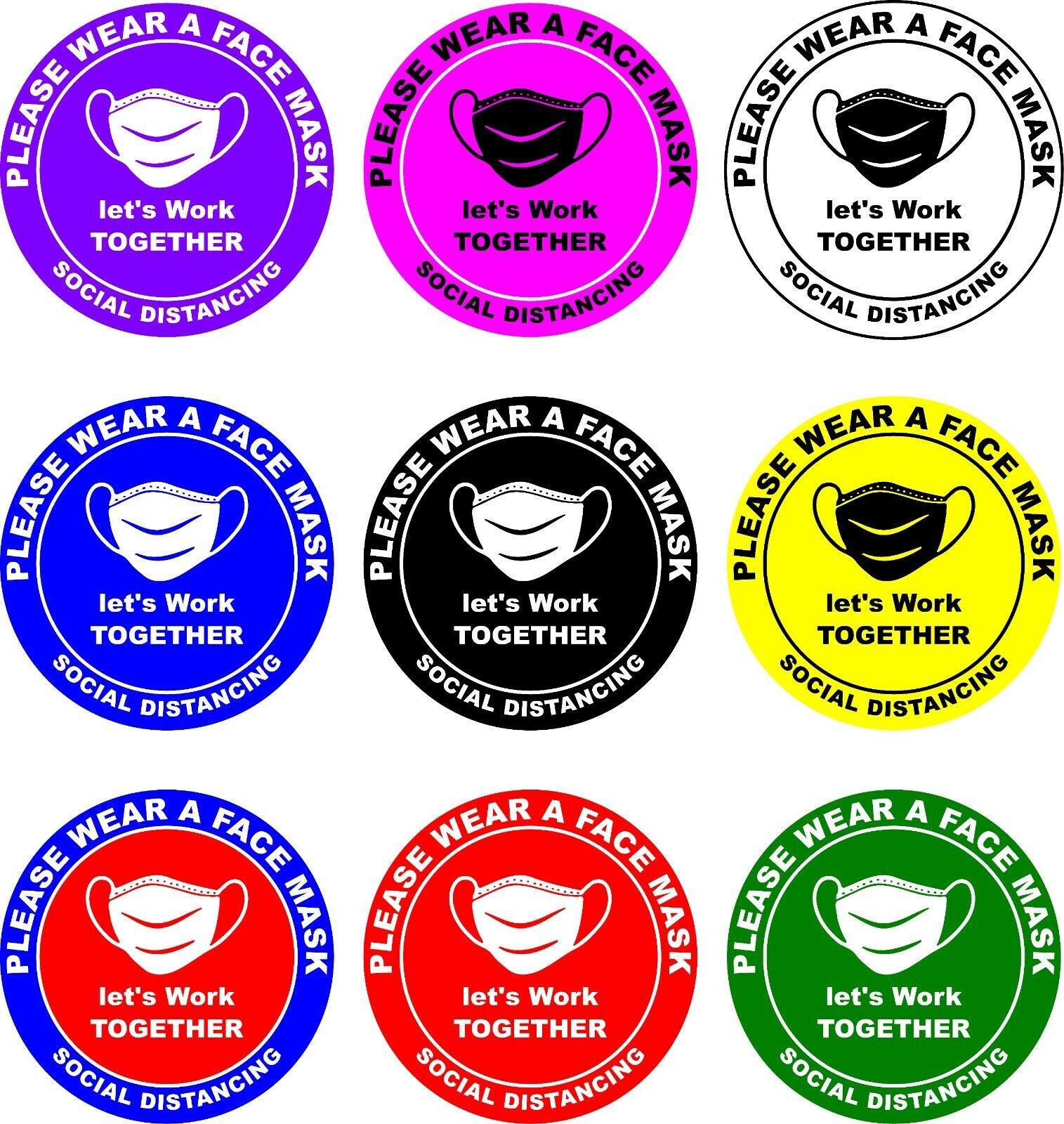 Please Wear a Face Mask Window Decal Sticker Social Distancing Choose ...