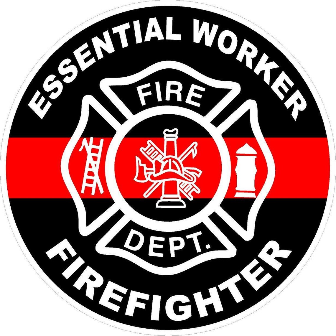 Essential Worker Firefighter Thin Red Line - Firefighter Decal - Etsy