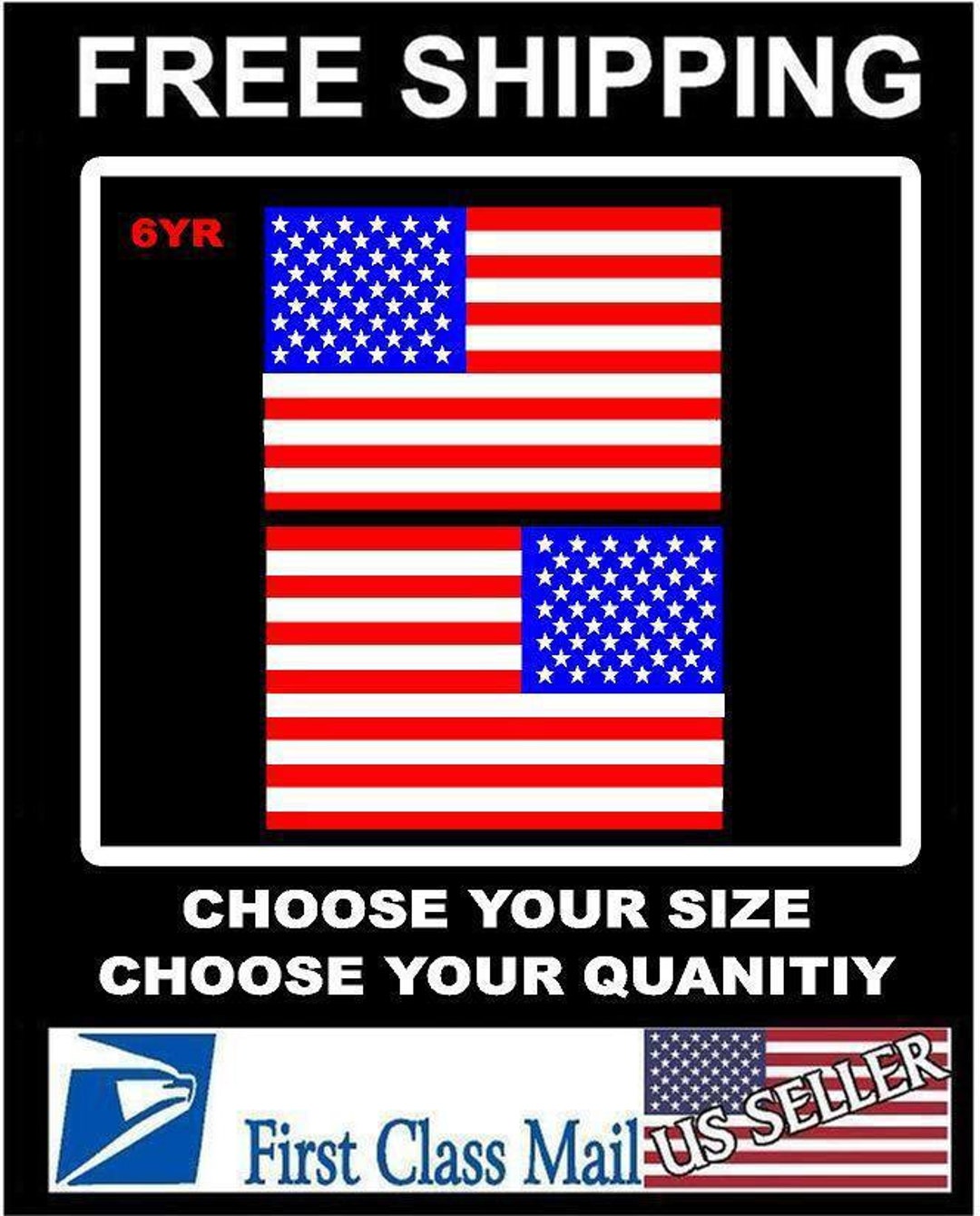 RIGHT & LEFT American Flag USA Mirrored Vinyl Decals Boat Truck Car ...