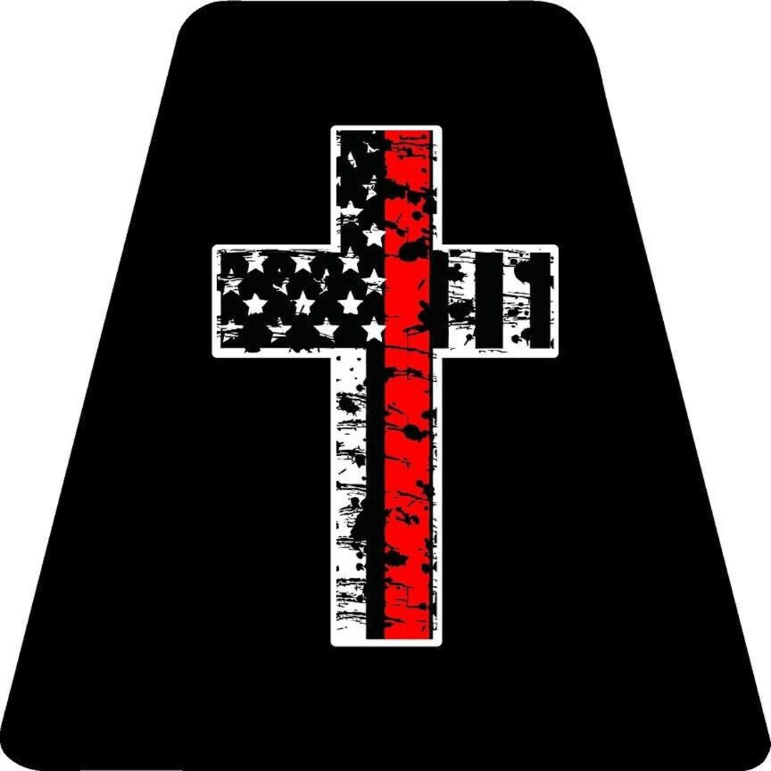 Thin Red Line Cross - Black Tets Tetrahedrons Helmet Sticker Fire ...