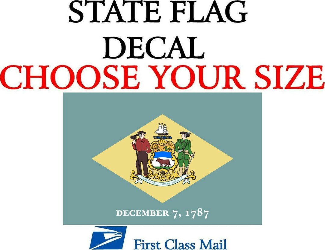 Delaware State Flag, Sticker, Decal, State Flag of Delaware 5 Yr Vinyl ...