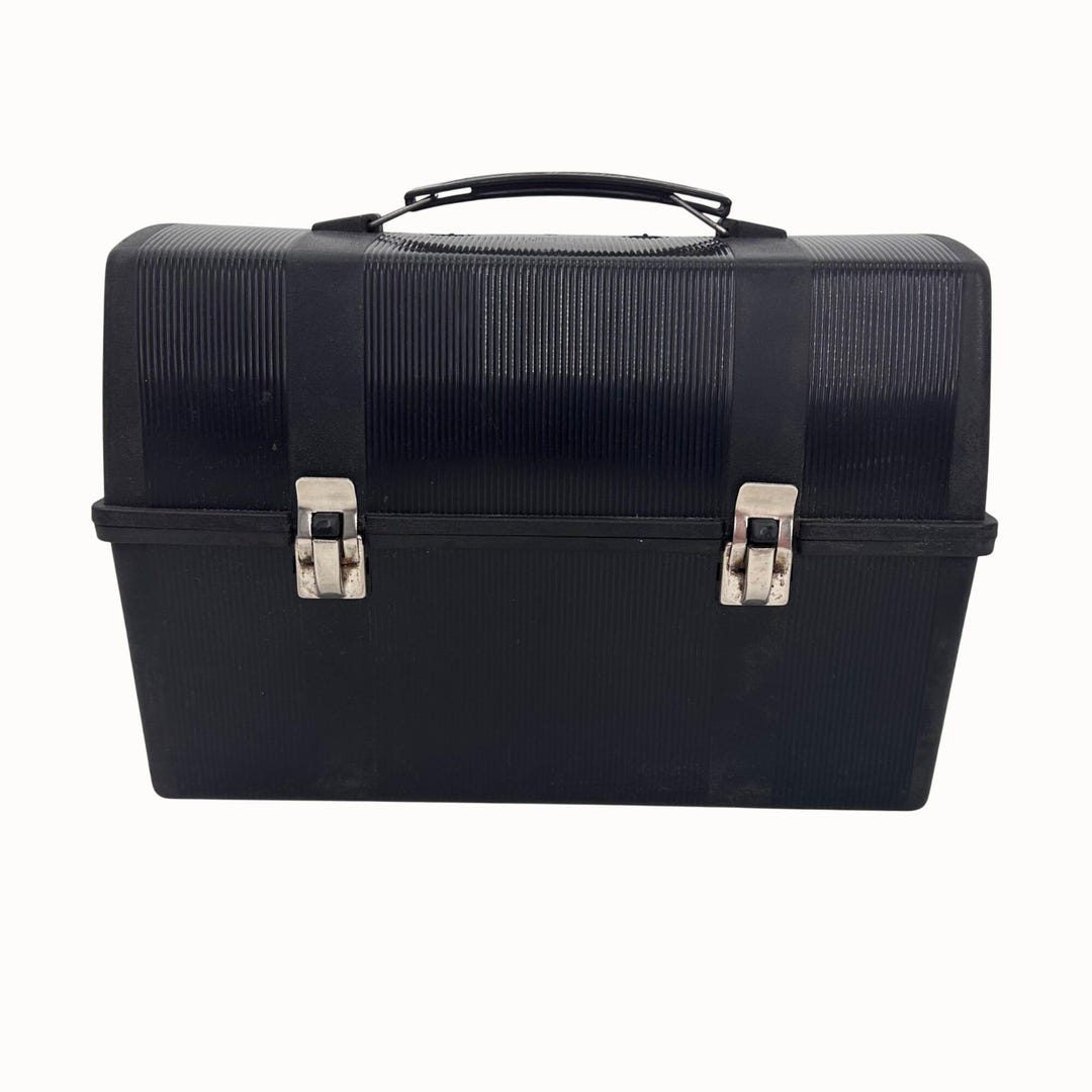 Vintage Aladdin Black Plastic Lunch Box With Metal Latches & Handle - Etsy
