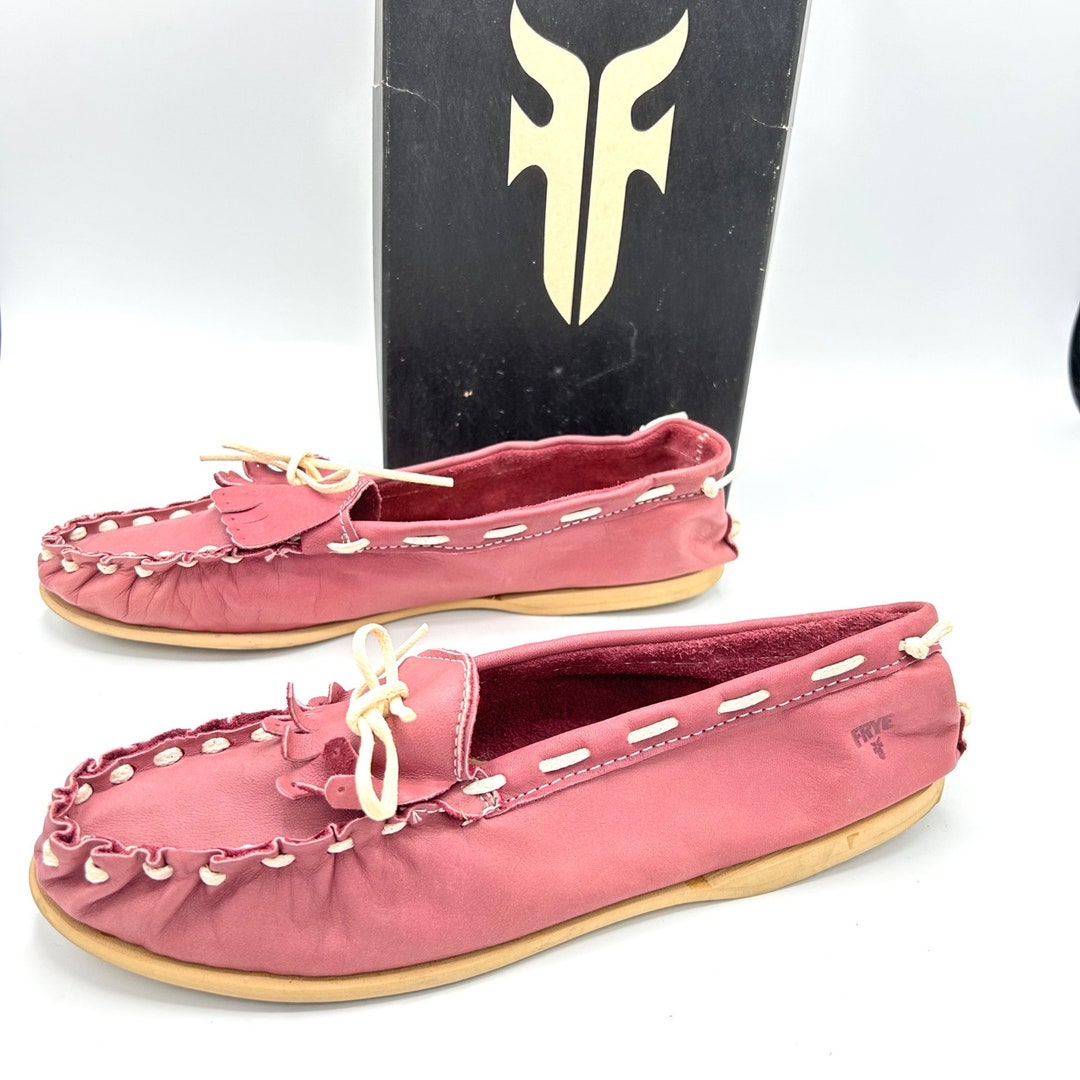 VINTAGE FRYE Dusty Pink Leather Moccasins W/ Orig. Box Sz 9 - Etsy