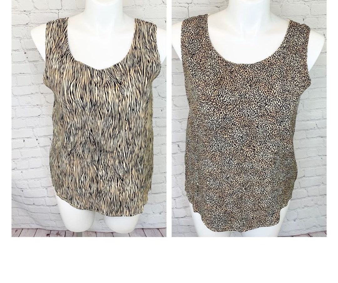 VINTAGE REVERSIBLE Zebra Leopard Print City Girl by Nancy Bolen Tank ...