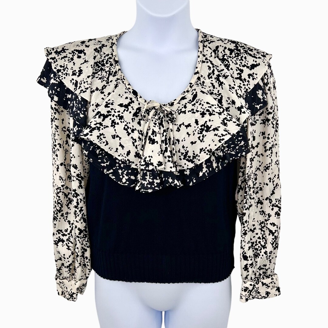 VTG 80's Anthony Sicari Silky Sleeve Double Ruffle Sweater Top - 12 ...