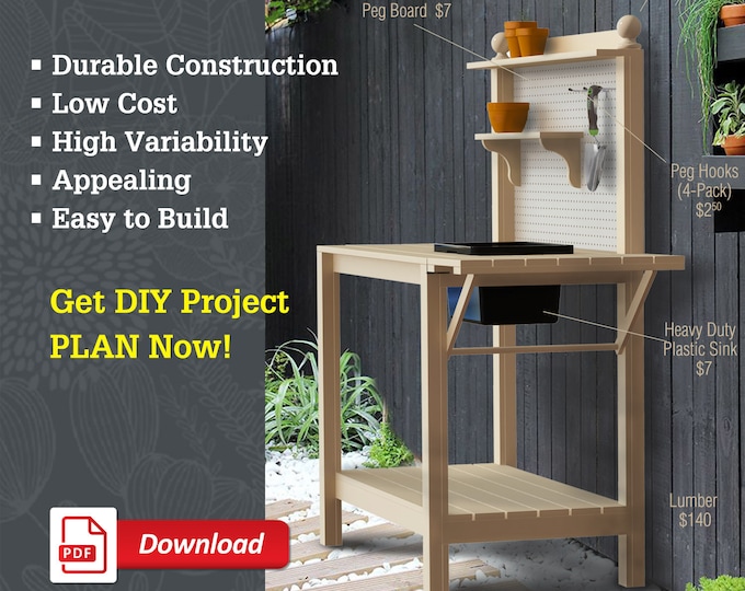 Concrete Potting Bench With Roof and Countertop Plan - Etsy Canada