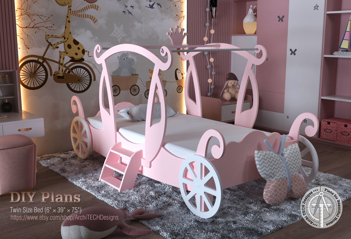 Girls Bed Frame Plans PDF DIY Cinderella Carriage Wooden Bed - Etsy