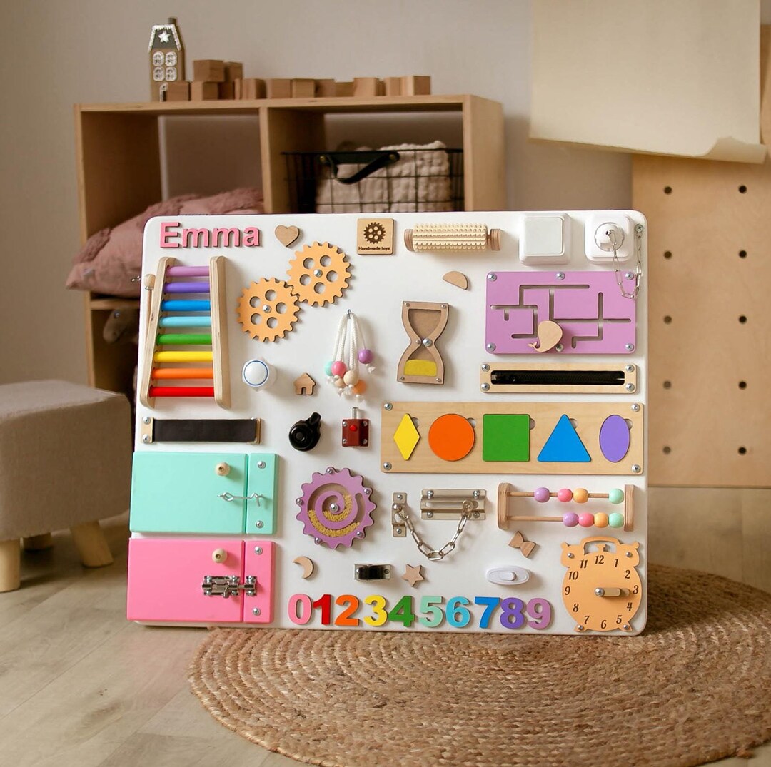 Compact Busy Board, Wooden Toddler Board, Sensory Development Tool ...