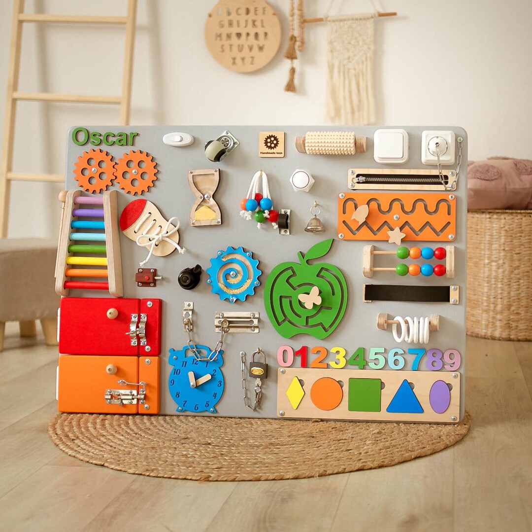 Kids Busy Board, Toddlers Busy Board, Wall Sensory Board, Custom Wooden ...