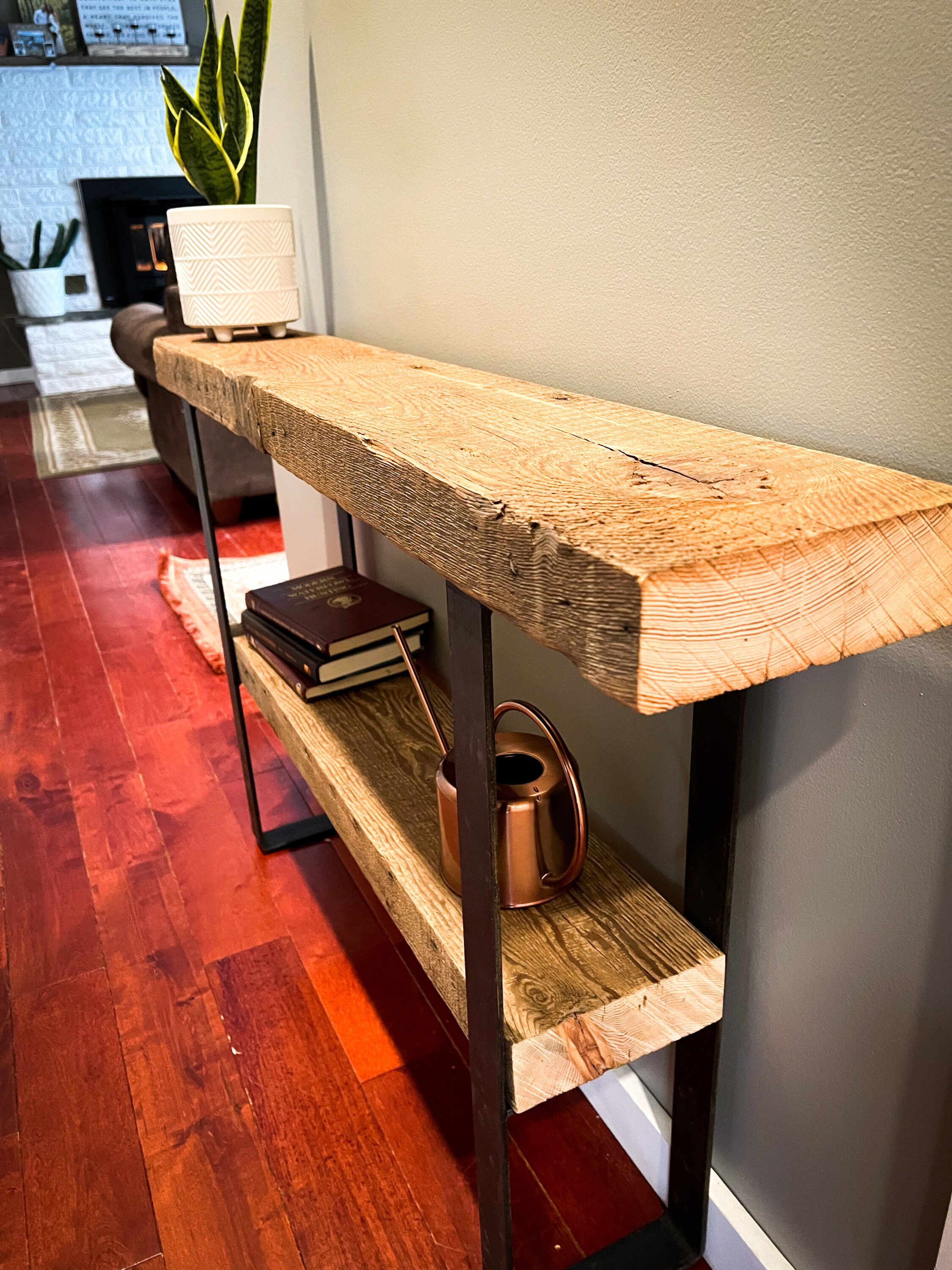 Rustic Reclaimed Wood Console Table With Shelf Hallway Table | Etsy