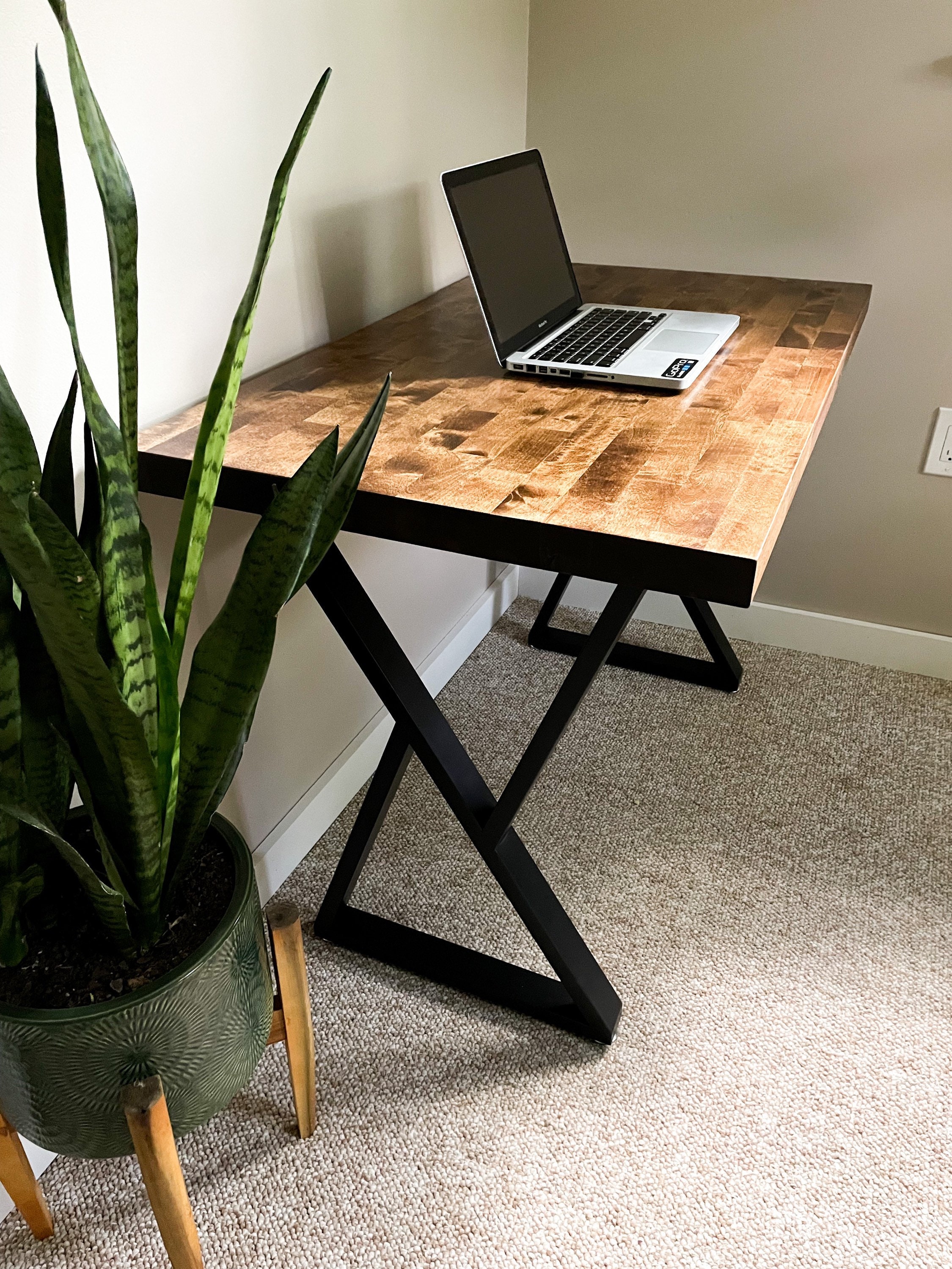 Wood Desk Heavy Duty Table Walnut Brandy Color Farmhouse - Etsy
