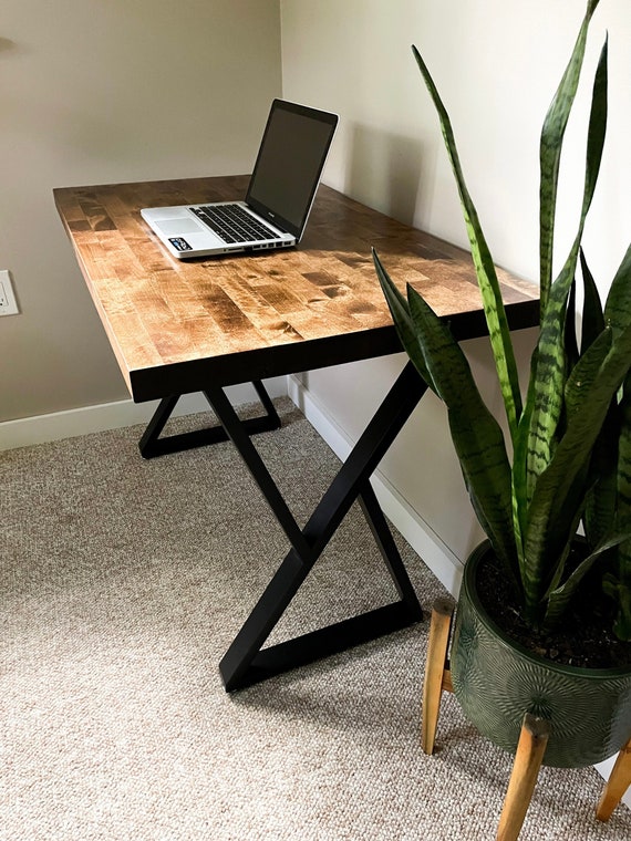 Wood Desk Heavy Duty Table Walnut Brandy Color Farmhouse | Etsy