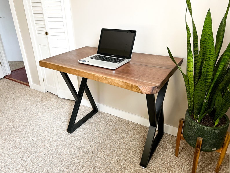 Live Edge Desk Walnut Computer Desk Metal Legs Slab Desk - Etsy