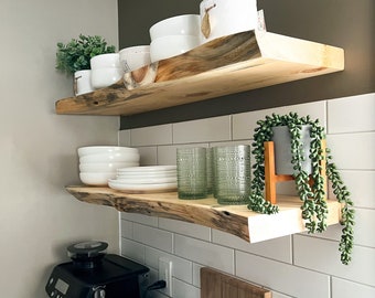 Rustic Live Edge Floating Shelf/shelves Pantry Shelves Bathroom ...