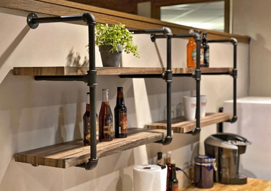 48 Industrial Retro Pipe Shelf Modern Bookshelf Farmhouse | Etsy