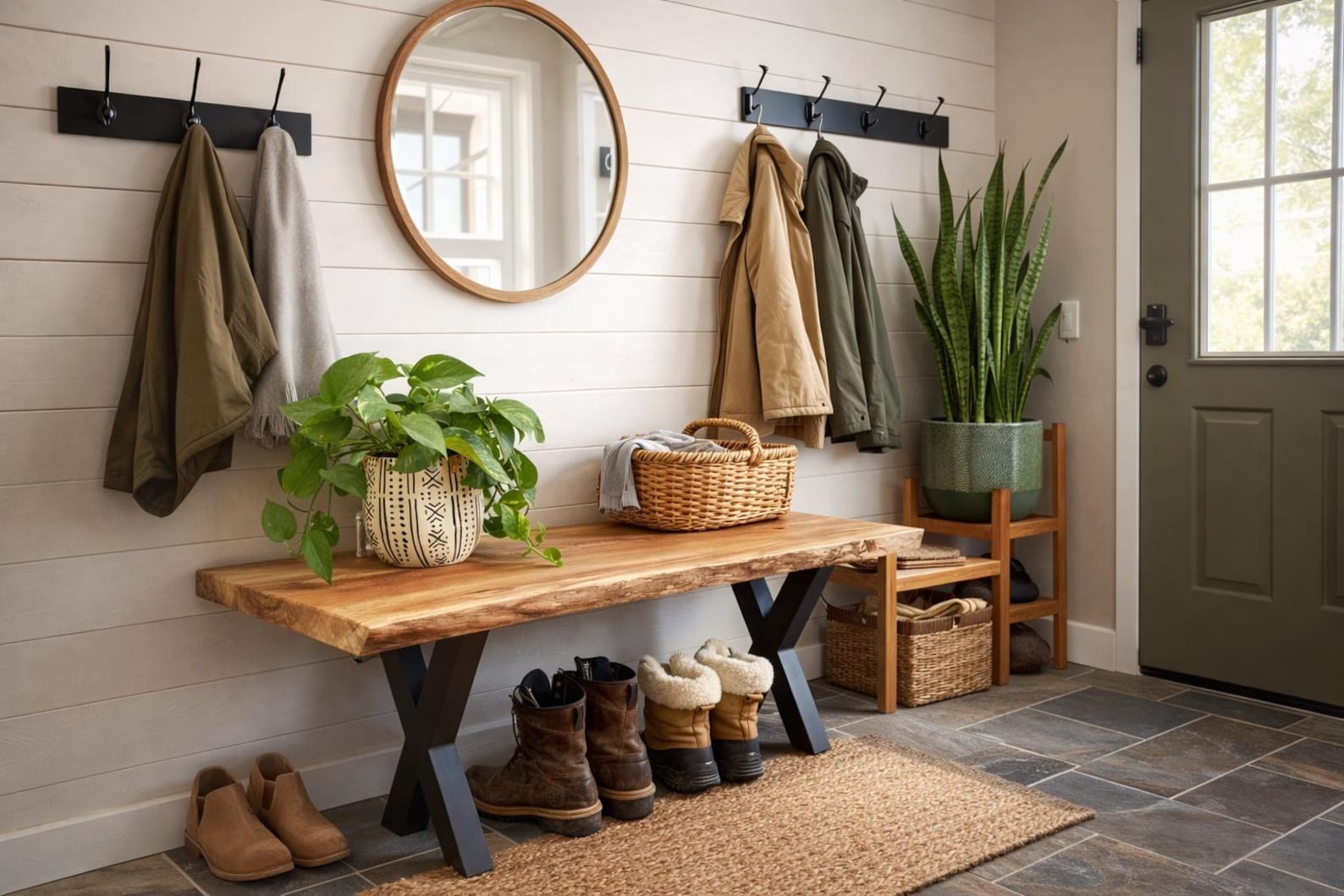 Entryway Bench | Live Edge Entryway Bench | Dining Room Wood Bench ...