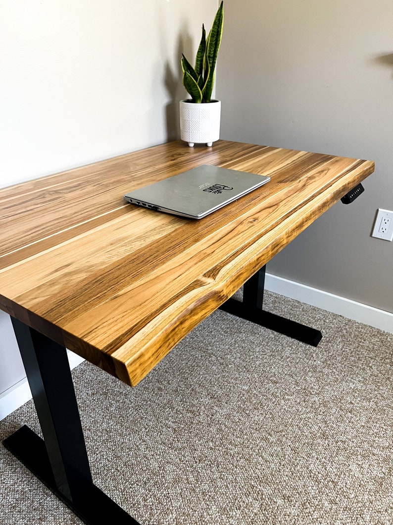 Adjustable Height Standing Desk Live Edge Desk Modern - Etsy