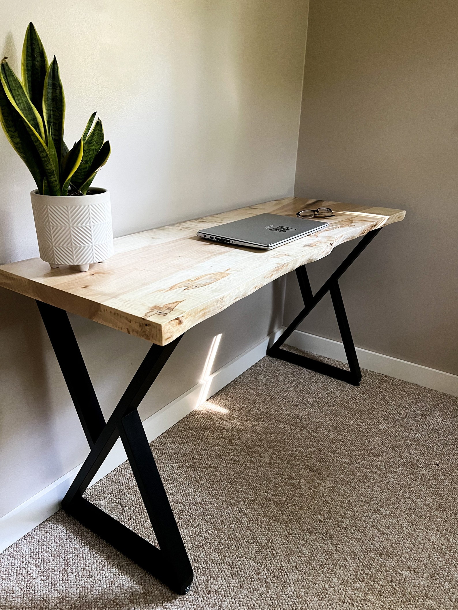 Live Edge Desk Maple Computer Desk Metal Legs Maple or - Etsy