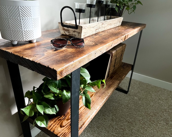 Rustic Reclaimed Wood Console Table With Shelf Hallway Table Sofa Table ...