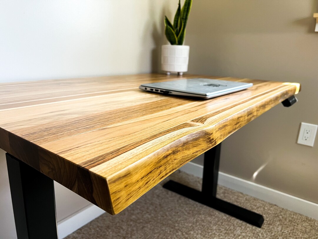 Adjustable Height Standing Desk Live Edge Desk Modern Contemporary Desk ...