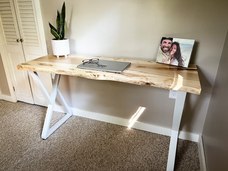 Live Edge Desk Maple Computer Desk Metal Legs Maple or - Etsy