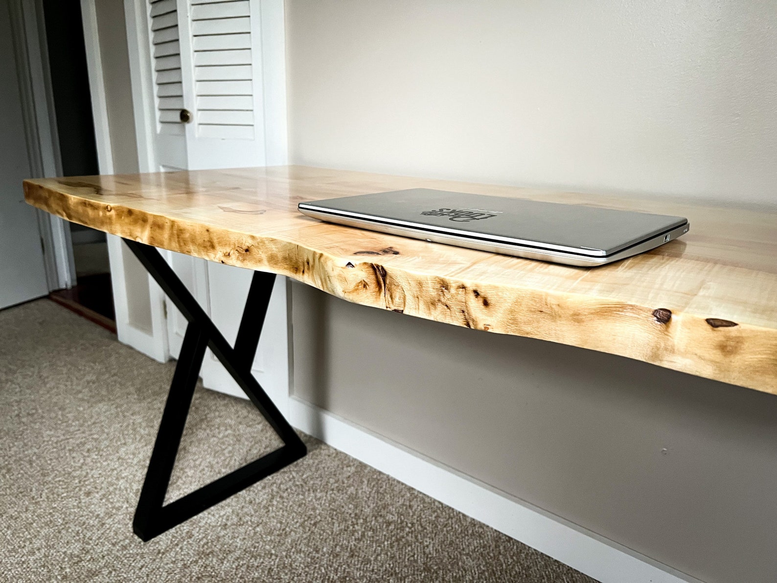 Live Edge Desk | Maple Computer Desk | Metal Legs | Maple or Walnut ...