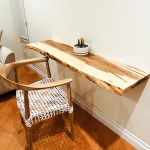 Live Edge Floating Desk | Maple Computer Desk | Metal Legs | Maple or ...
