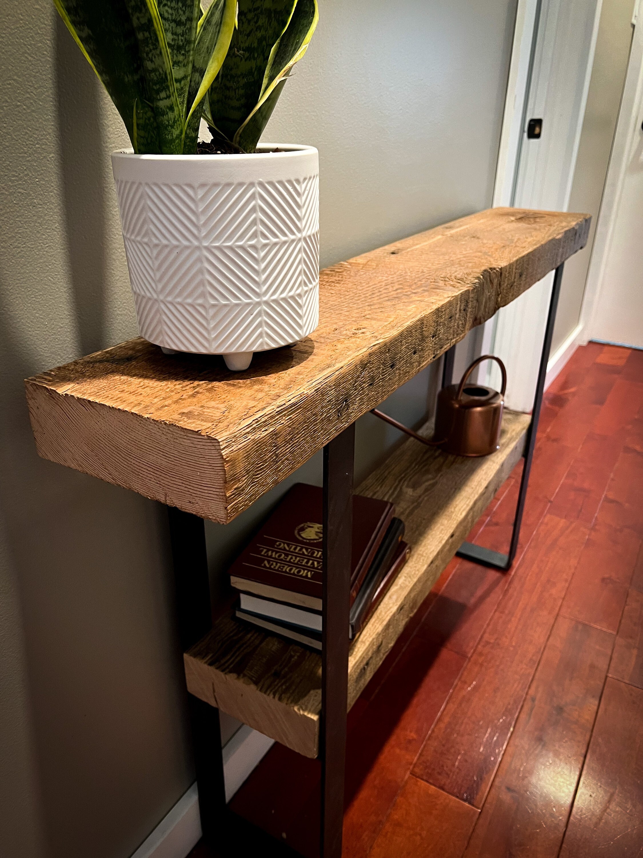 Rustic Reclaimed Wood Console Table With Shelf Hallway Table | Etsy