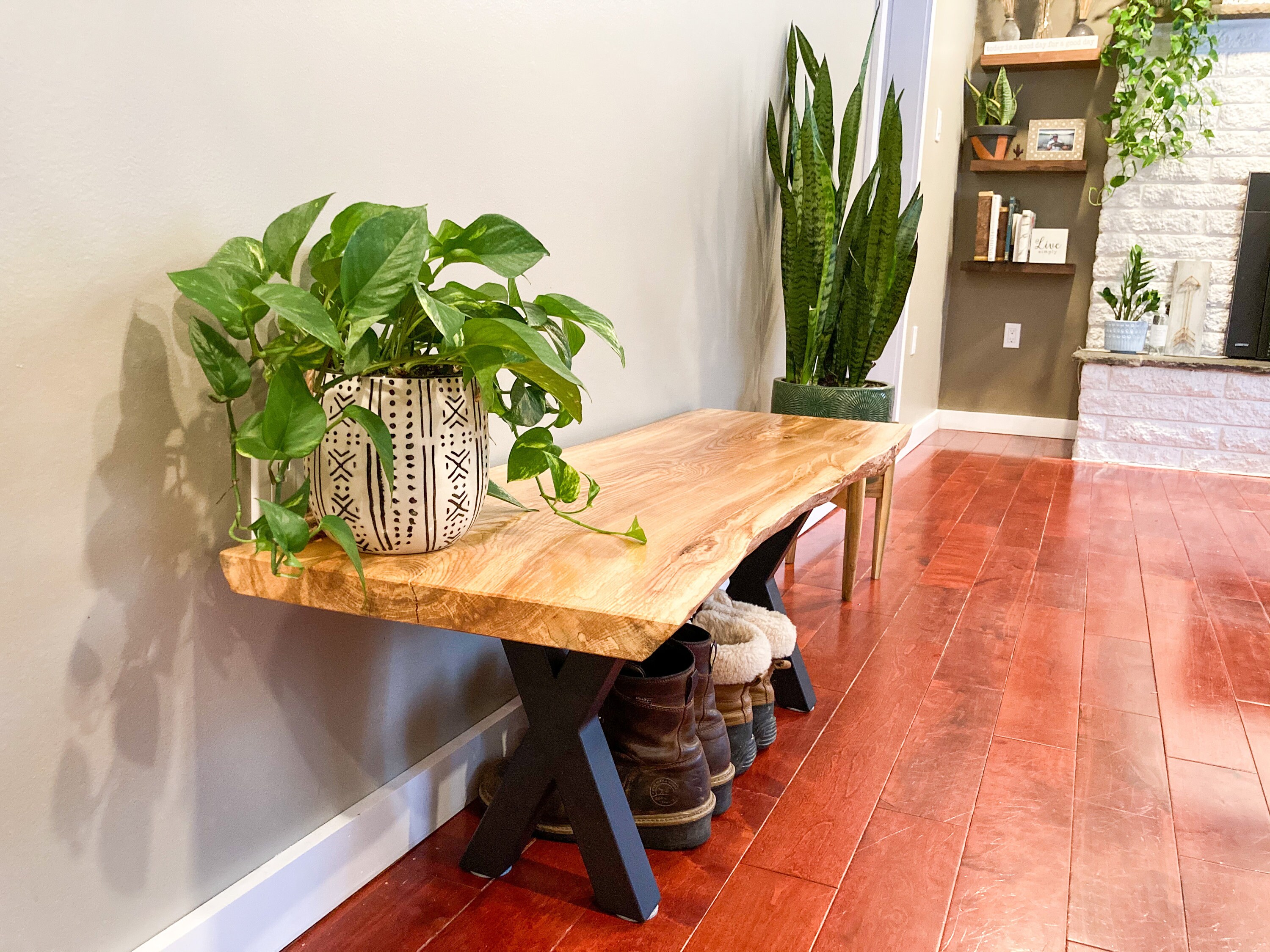 Entryway Bench Live Edge Entryway Bench Dining Room Wood - Etsy
