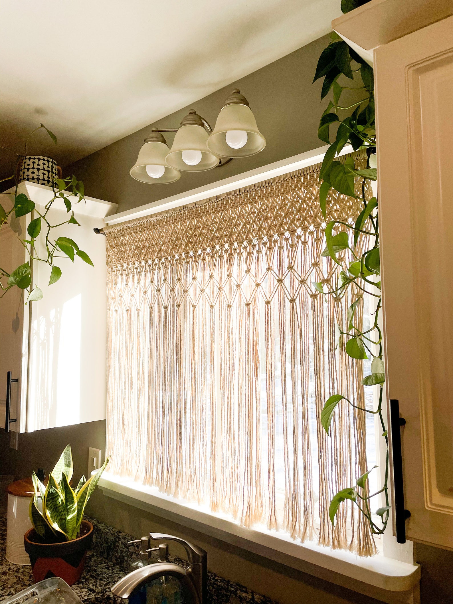 Macrame Kitchen Curtain | Macrame Bedroom Curtain | Macrame Bathroom ...