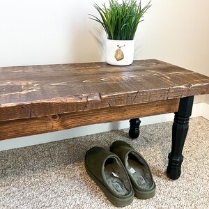 Rustic Bench Reclaimed Rough Sawn Entryway Bench Dining Room Wood Bench ...