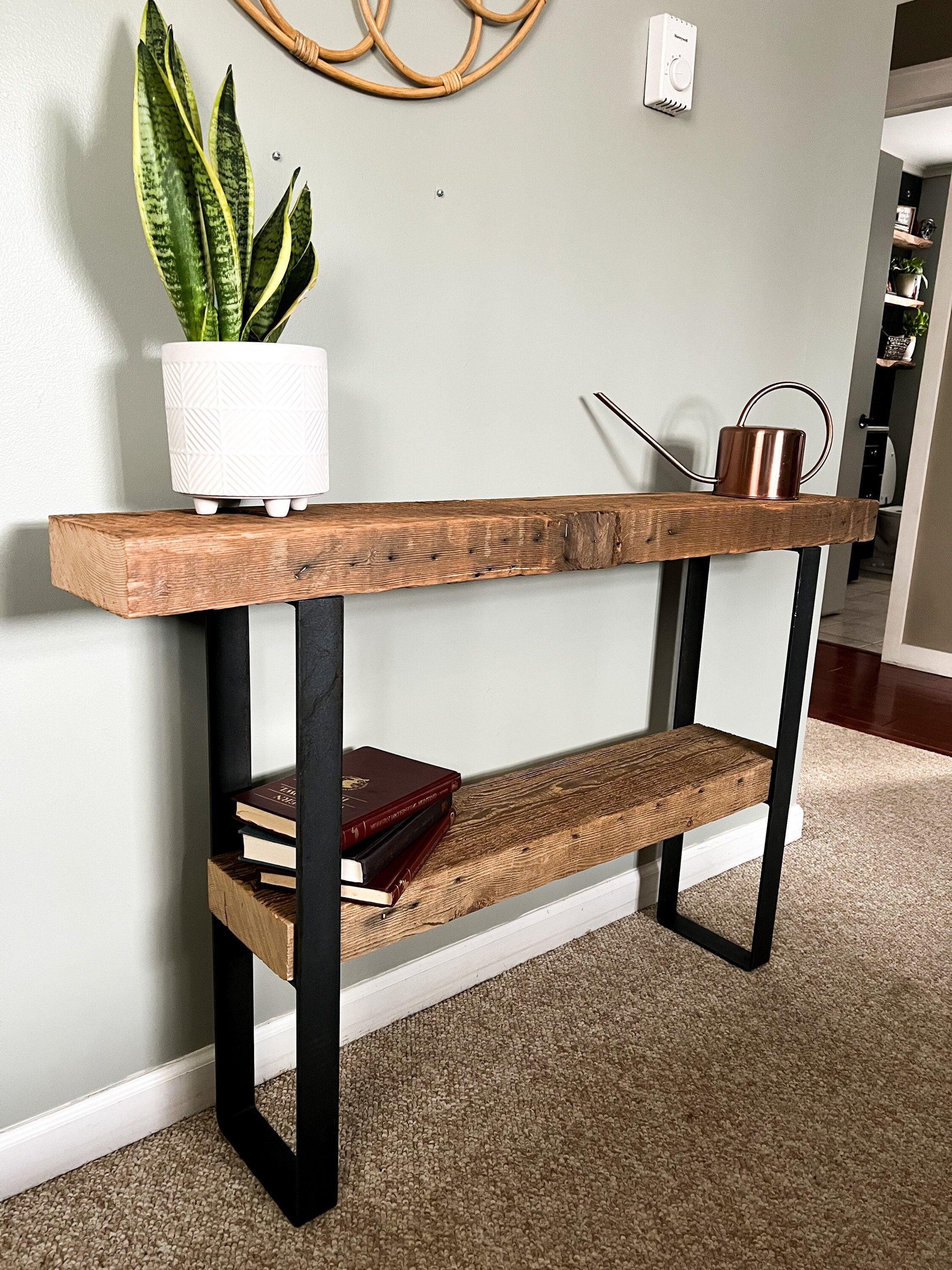Rustic Reclaimed Wood Console Table With Shelf Hallway Table - Etsy