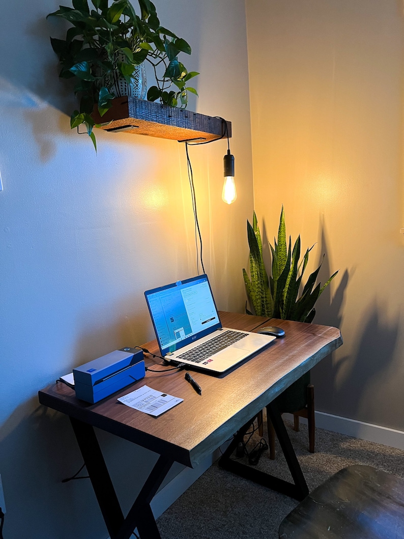 Live Edge Desk Walnut Computer Desk Metal Legs Slab Desk - Etsy