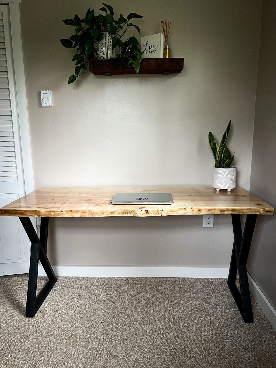 Live Edge Desk | Maple Computer Desk | Metal Legs | Maple or Walnut ...