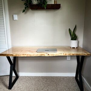 Live Edge Desk | Maple Computer Desk | Metal Legs | Maple or Walnut ...