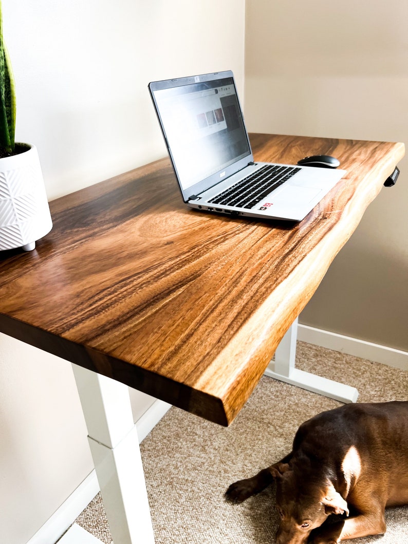Adjustable Height Standing Desk | Live Edge Desk Modern Contemporary ...
