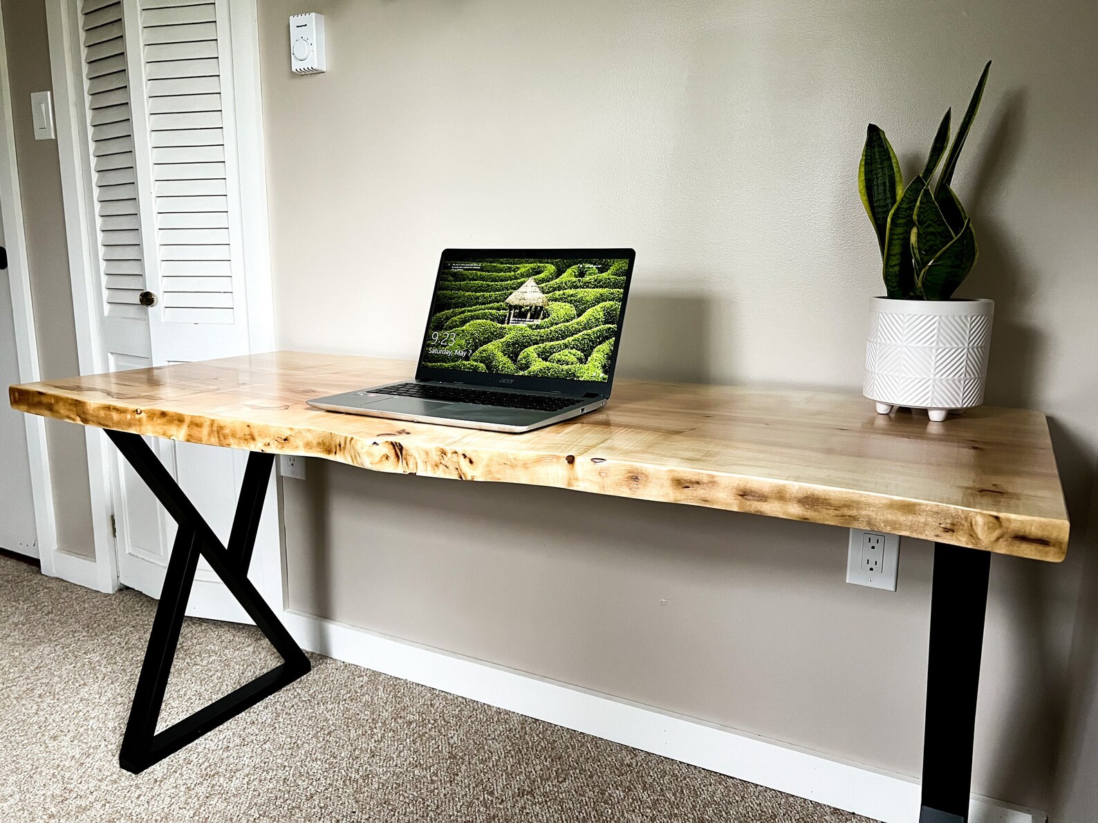 Live Edge Desk Maple Computer Desk Metal Legs Maple or - Etsy
