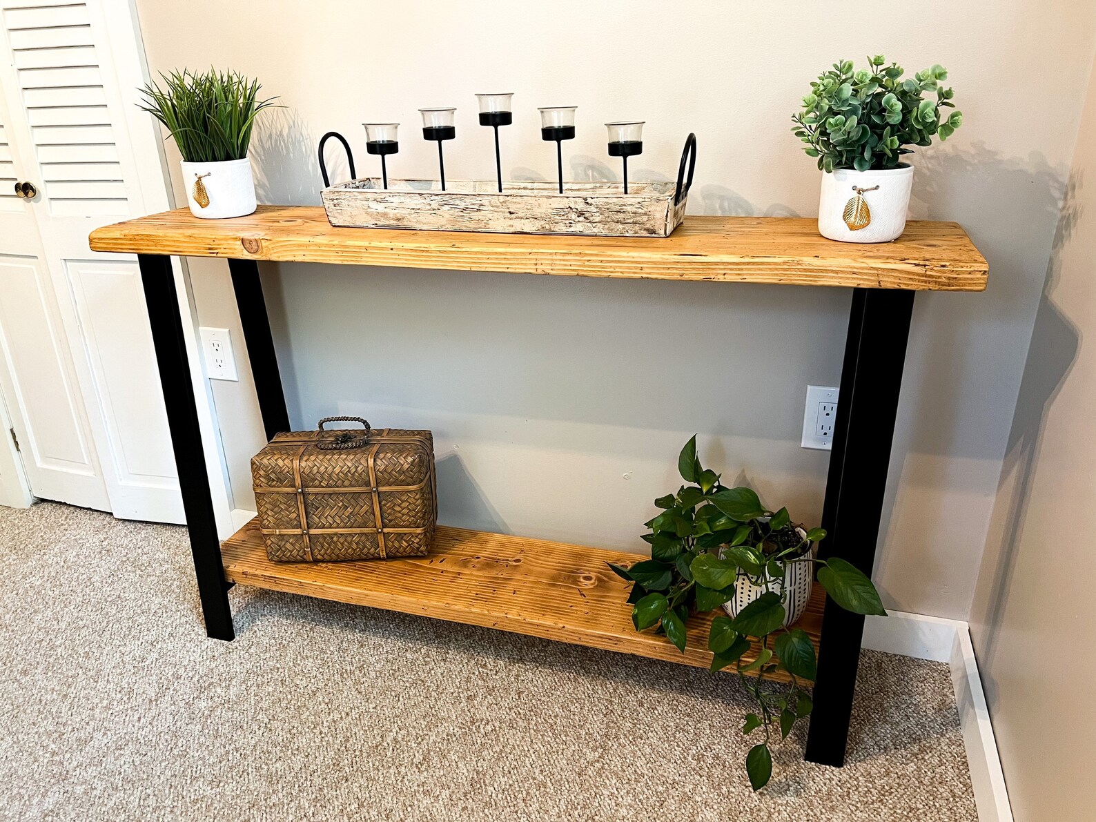 Rustic Reclaimed Wood Console Table A Frame Legs W/ Shelf - Etsy