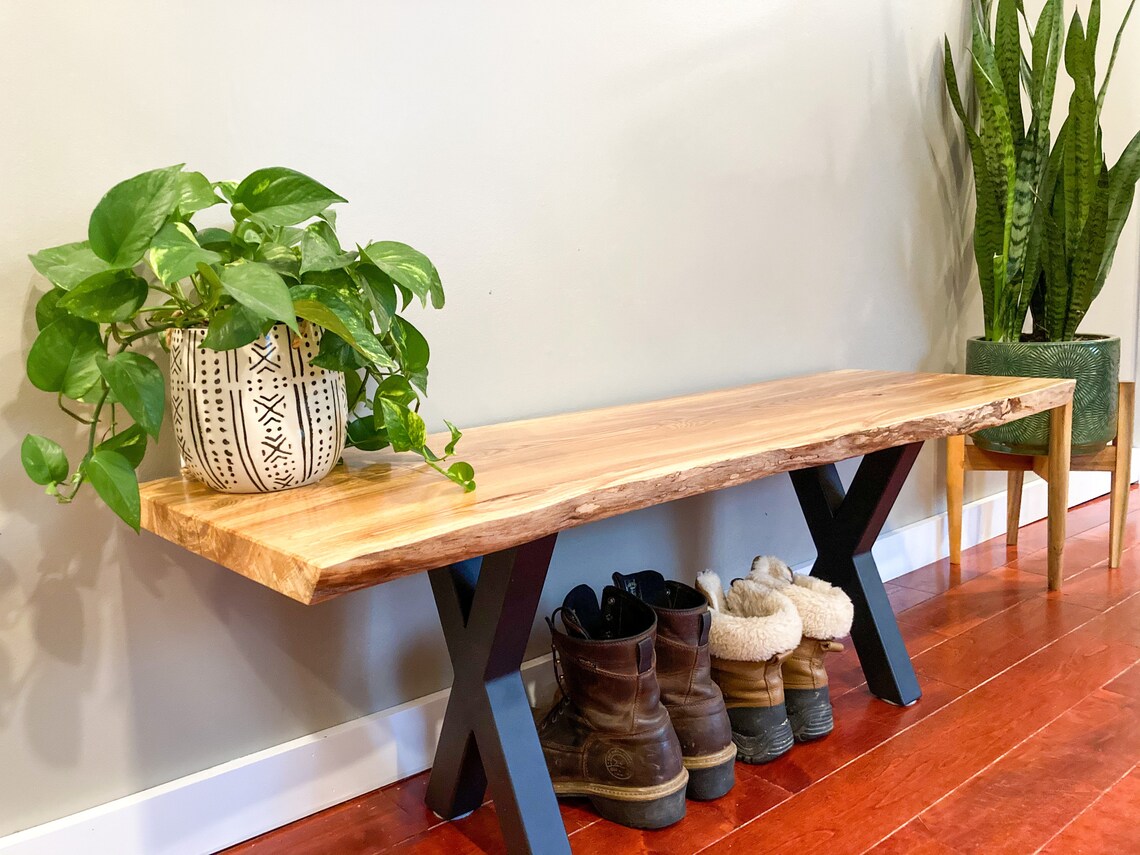 Entryway Bench Live Edge Entryway Bench Dining Room Wood - Etsy