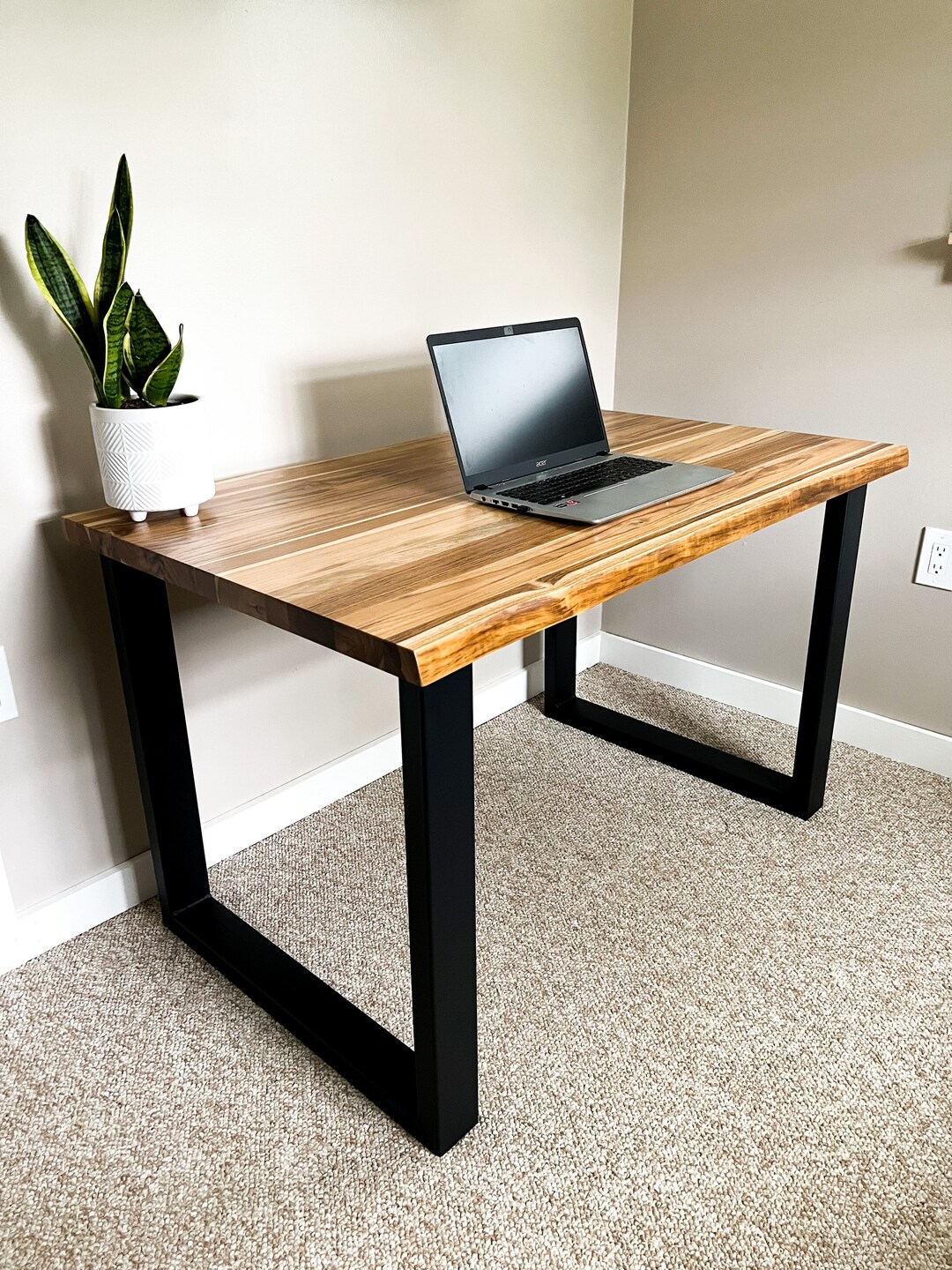 Live Edge Desk Modern Contemporary Desk | Wood Desk Table | Teak ...
