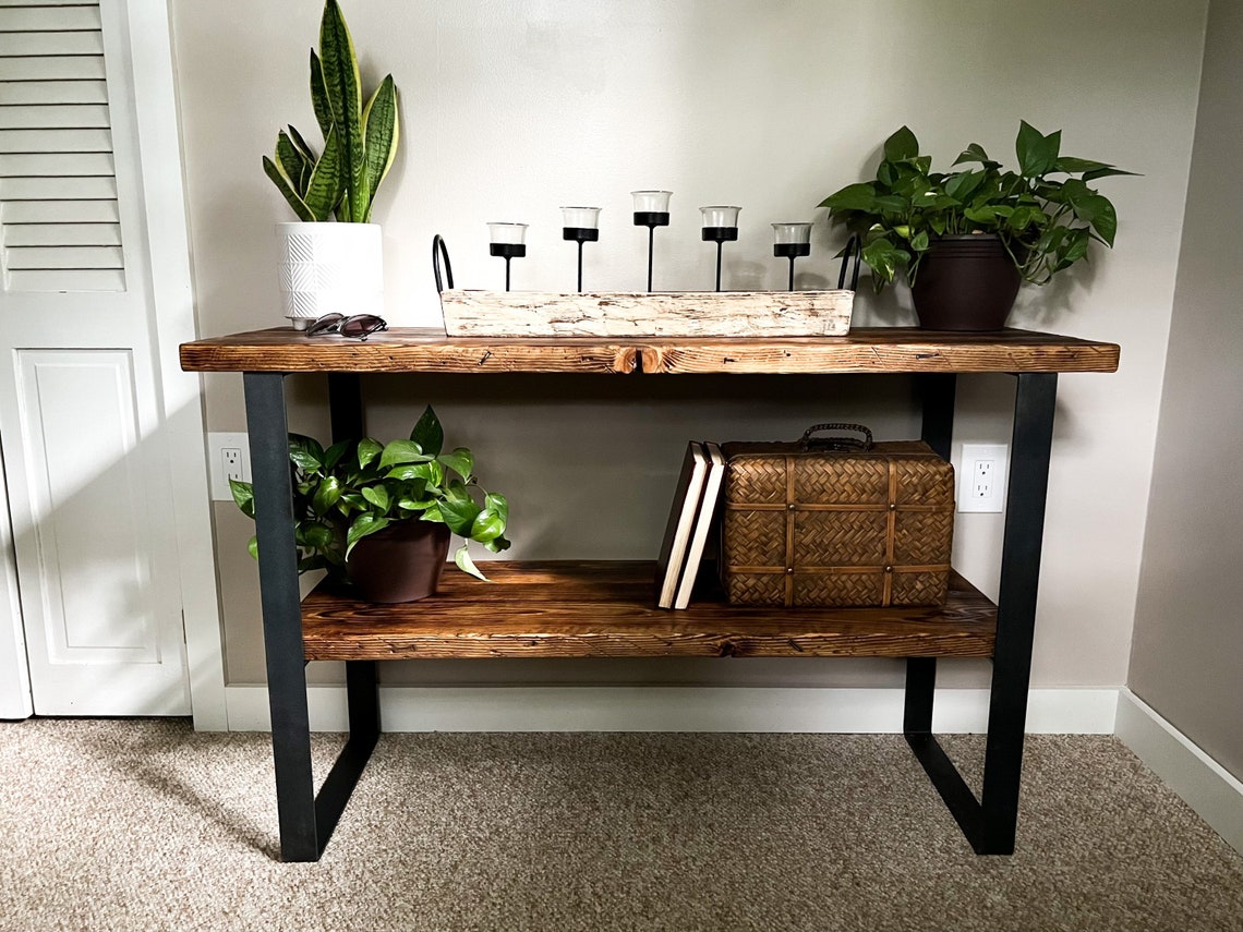 Rustic Reclaimed Wood Console Table With Shelf Hallway Table - Etsy