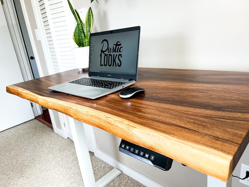 Adjustable Height Standing Desk | Live Edge Desk Modern Contemporary ...