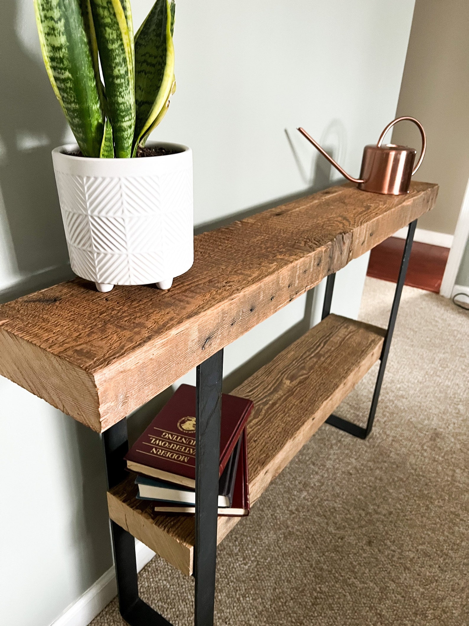 Rustic Reclaimed Wood Console Table With Shelf Hallway Table - Etsy