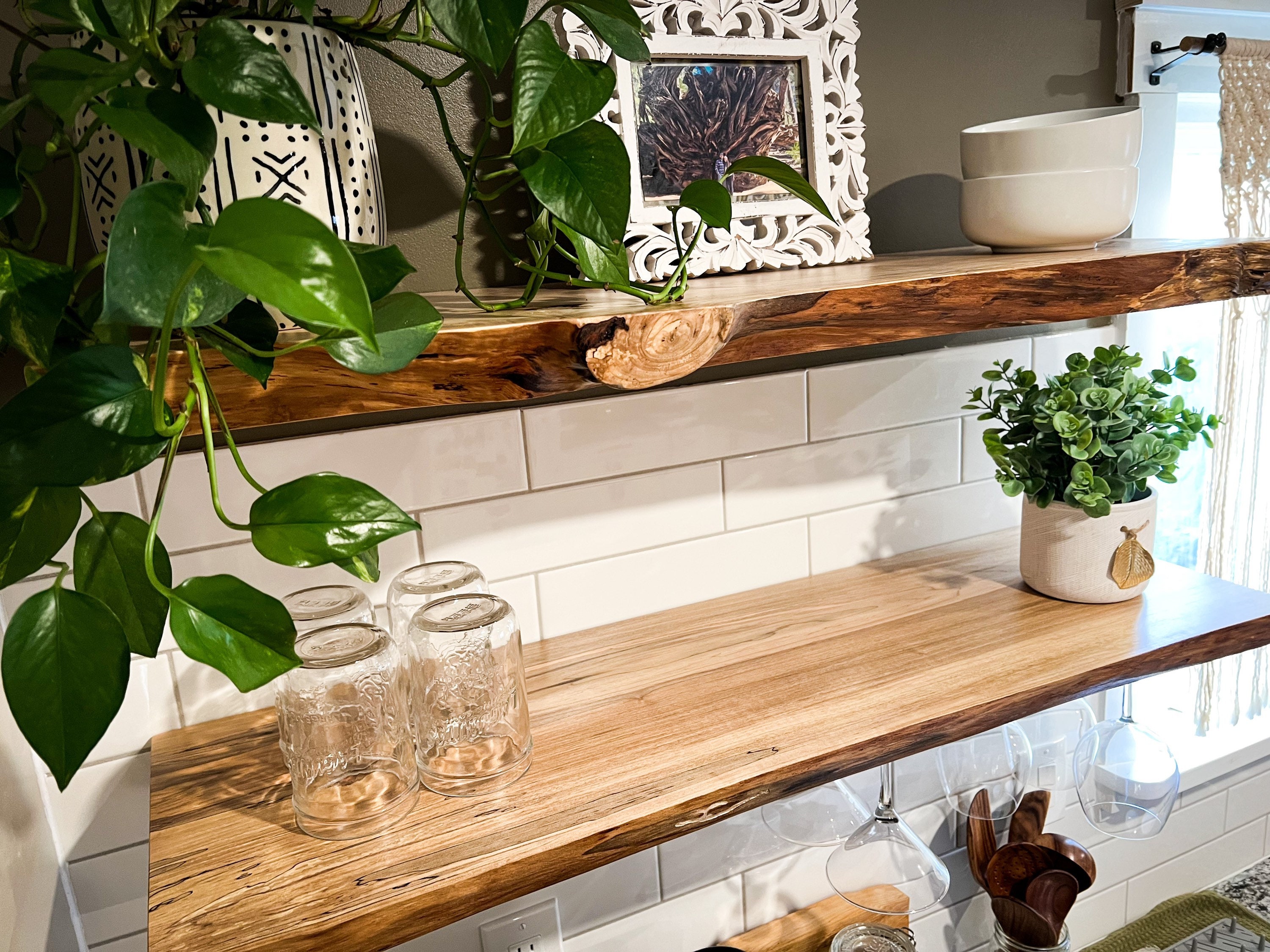 Rustic Live Edge Floating Shelf/shelves Pantry Shelves - Etsy