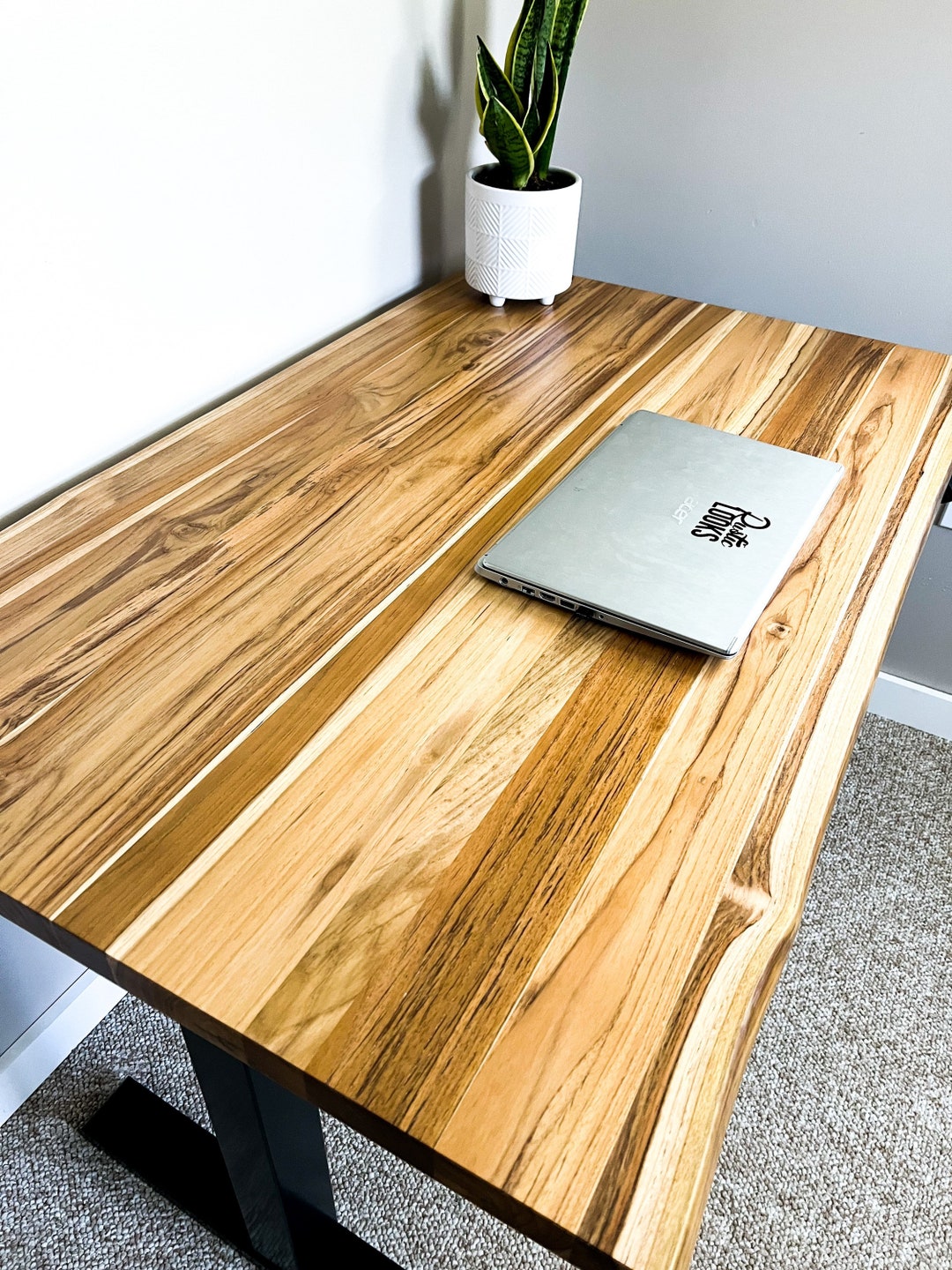 Adjustable Height Standing Desk Live Edge Desk Modern Contemporary Desk ...