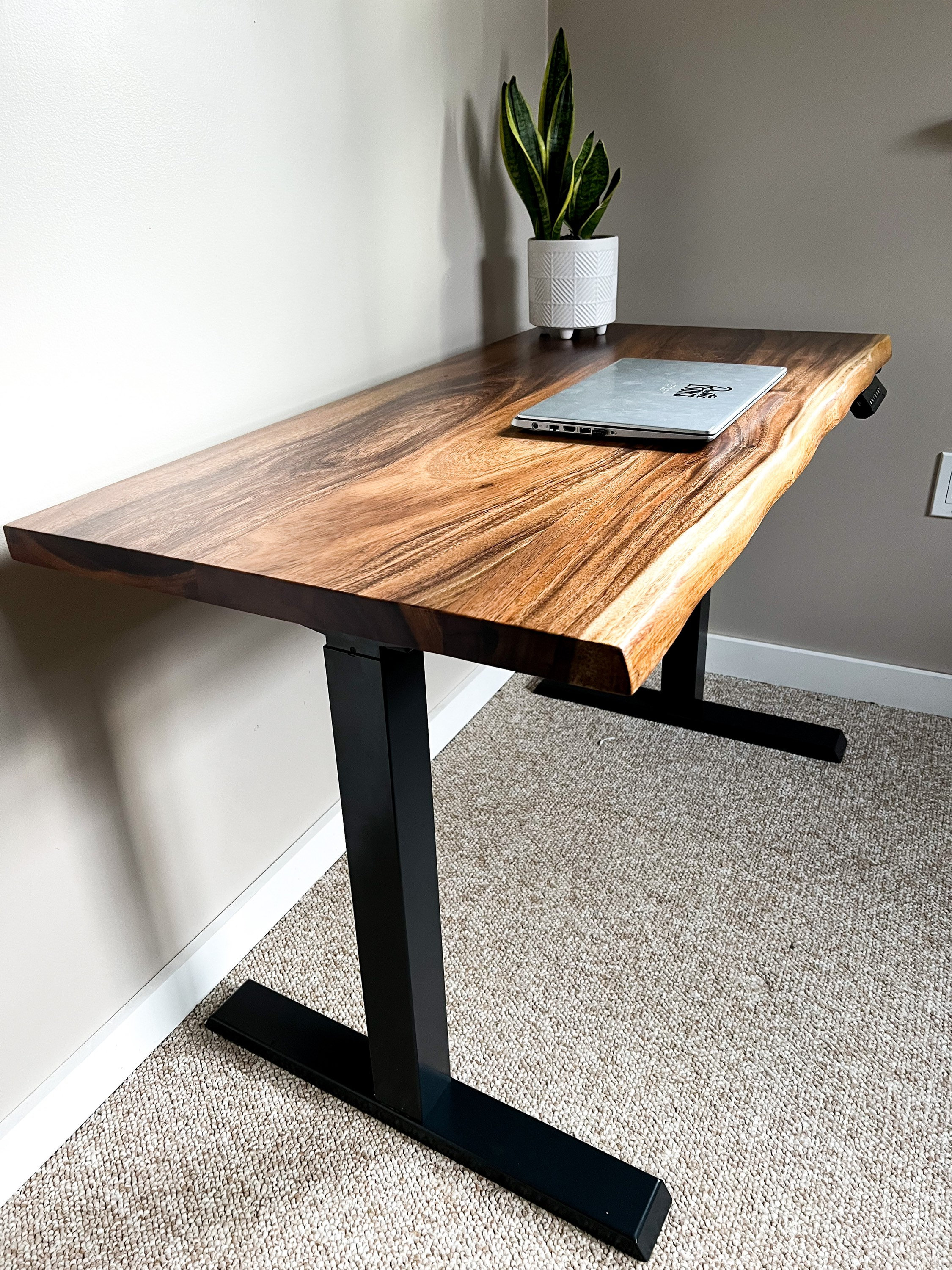 Adjustable Height Standing Desk Live Edge Desk Modern - Etsy