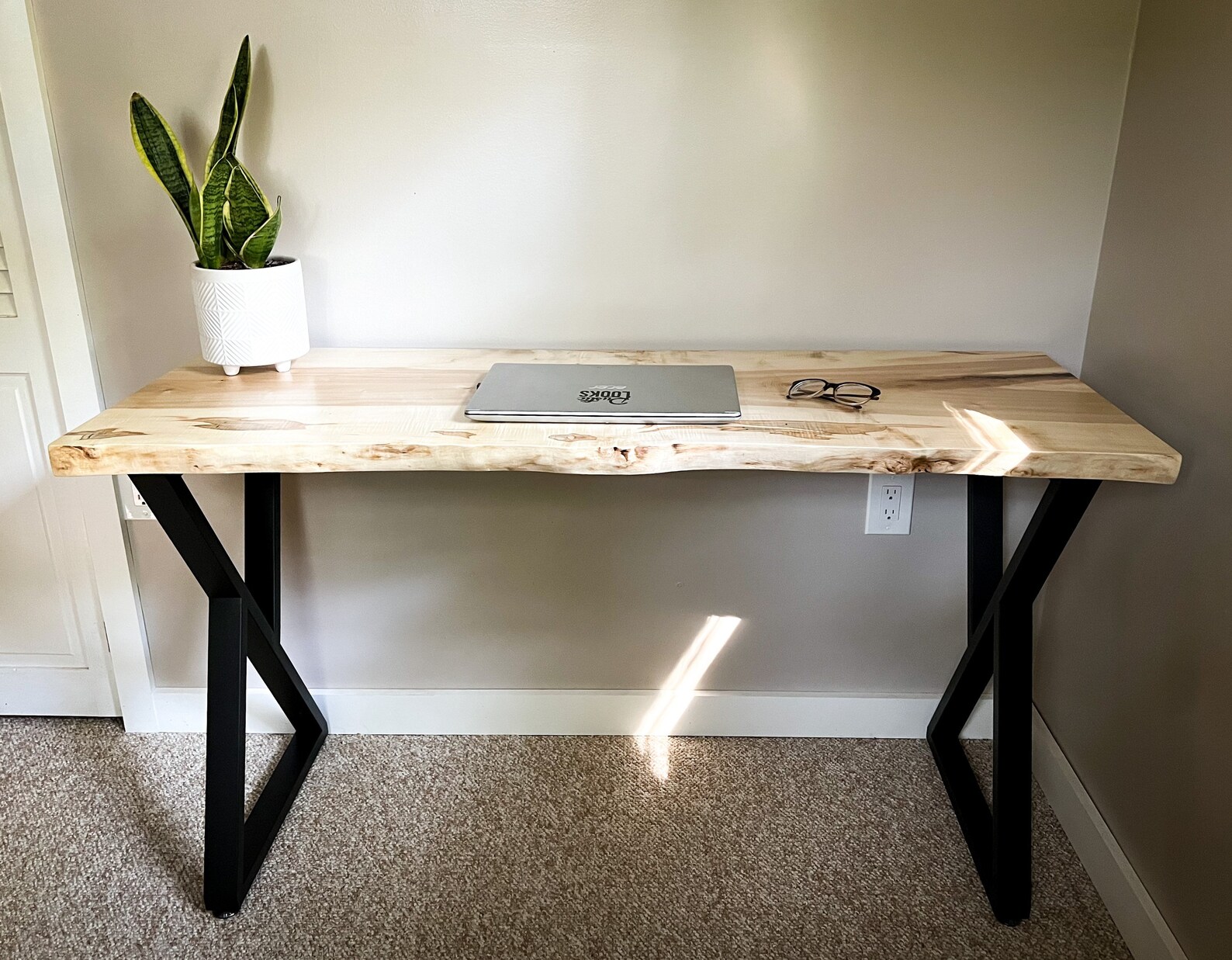Live Edge Desk Maple Computer Desk Metal Legs Maple or - Etsy